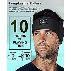 MUSICOZY Sleep Headphones Wireless Bluetooth 5.2 Sports Headband, Bluetooth Ear Muffs for Winter Side Sleepers Workout Running Insomnia Travel Yoga Office Cool Gadgets Tech Unique Gifts, 2 Pack