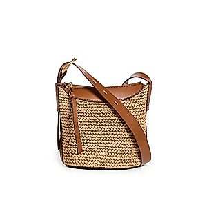 rag & bone Women's Belize Mini Bucket Bag Straw, Natural, Tan, Brown, One Size