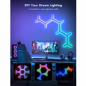 Govee Glide Y Lights, RGBIC LED Gaming Lights for Wall, Smart Wi-Fi Game Lights with Music Sync, DIY and Timer Feature, Gaming Room Lights, LED Lights for Gaming Setup, Wall Lights 7 Pack