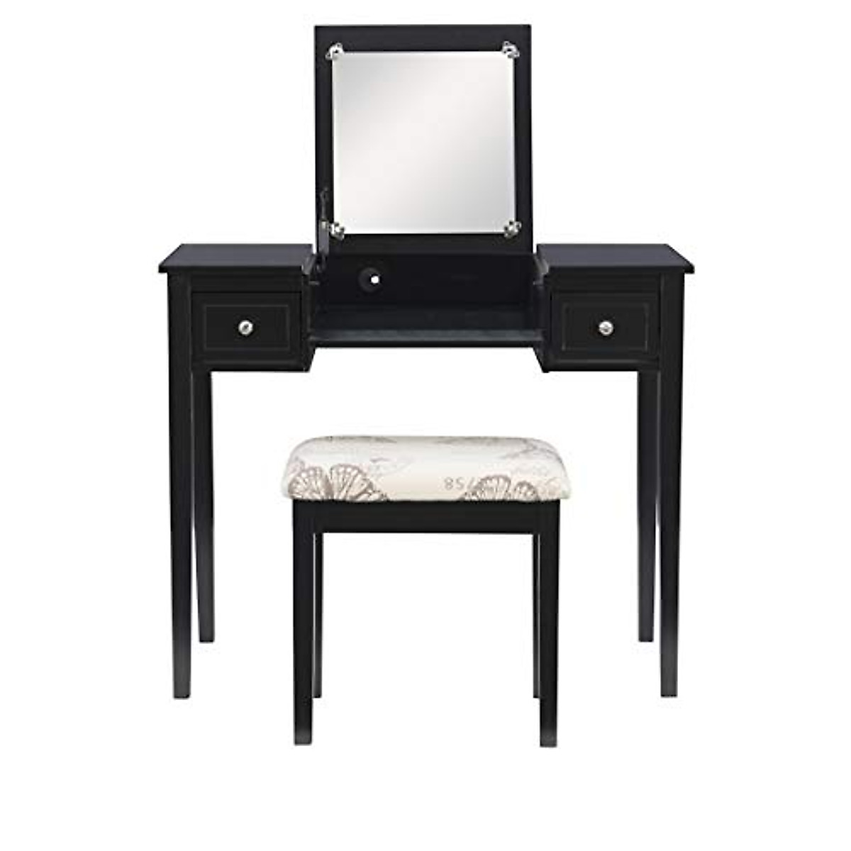 Linon Home Dcor Linon Black Butterfly Stool Vanity Set with Bench, 36"w x 18"d x 30"h,