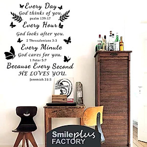 Bible Verse Wall Stickers Inspirational Wall Decal Vinyl Quote Bible Sticker Christian Praise God Religious Peel and Stick Wall Decals for Living Room Bedroom Office Home Décor Wall Decoration.