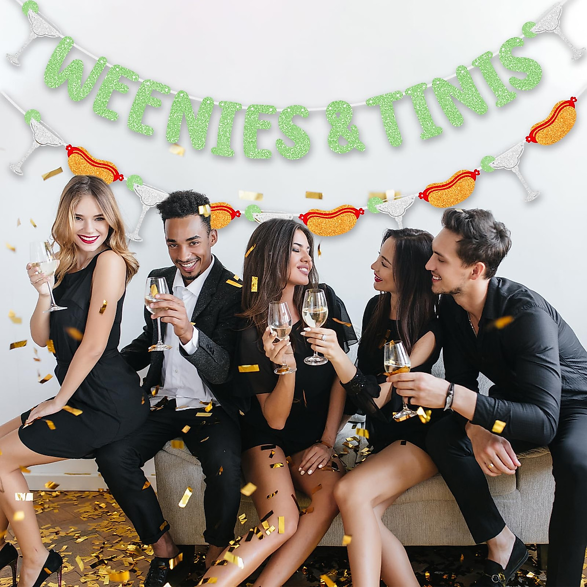 Generic Weenies & Tinis Banner, Martini Themed Party Decorations, Hot Dog Martini Bar Bachelorette Party Decorations, Margarita Birthday Decorations Supplies, Green