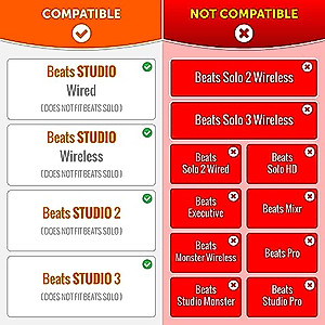 WC Freeze Studio - Cooling Gel Ear Pads for Beats Studio 2 & 3 (B0501, B0500) Wired & Wireless | Does NOT Fit Beats Solo | Enhanced Foam, Stronger Adhesive, Cooler for Longer | Black