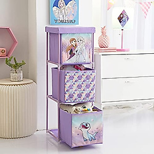 Idea Nuova Disney Frozen 3 Tier Fabric Storage Organizer with 3 Cubes and Removable Lid