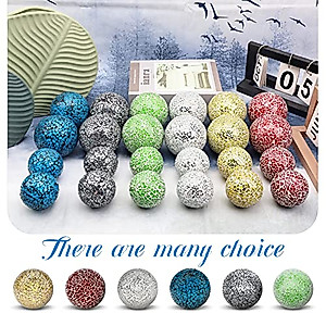 Kepfire 3Pcs Mosaic Glass Sphere 3.15 Inch Round Crackl Orbs for Bowls Vases Dining Table Centerpiece Home Decoration - Gold