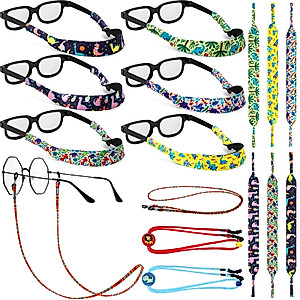 Frienda 9 Pcs Kids Eyeglass Straps Neoprene Nonslip Kids Sunglasses Holder Lanyard Retainer Animal Theme Sport Adjustable Eyewear Retainer for Boys Girls