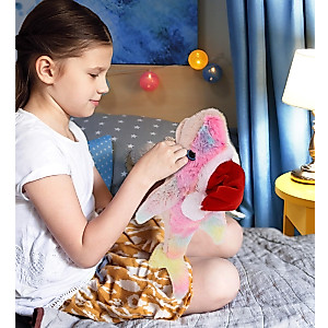 DolliBu Santa Rainbow Shark Stuffed Animal Plush Toy - Super Soft Wild Animal Dress Up with Red Santa Claus Hat, Cute Wildlife Gift, Perfect Holiday with Name Personalization - 14 Inch