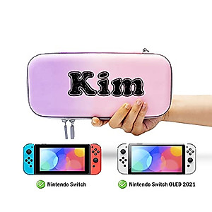 Pink Carry Case Made For Nintendo Switch/Switch OLED Console Custom Name Case with 10 Games Cartridges Travel Case NC7