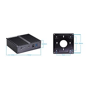 Qotom-Q750G5-S08 Router Mini PC Intel Celeron J4125 AES-NI 5X Intel I225-V 2.5G LAN Quad Core (8G DDR4 RAM + 128G MSATA SSD)