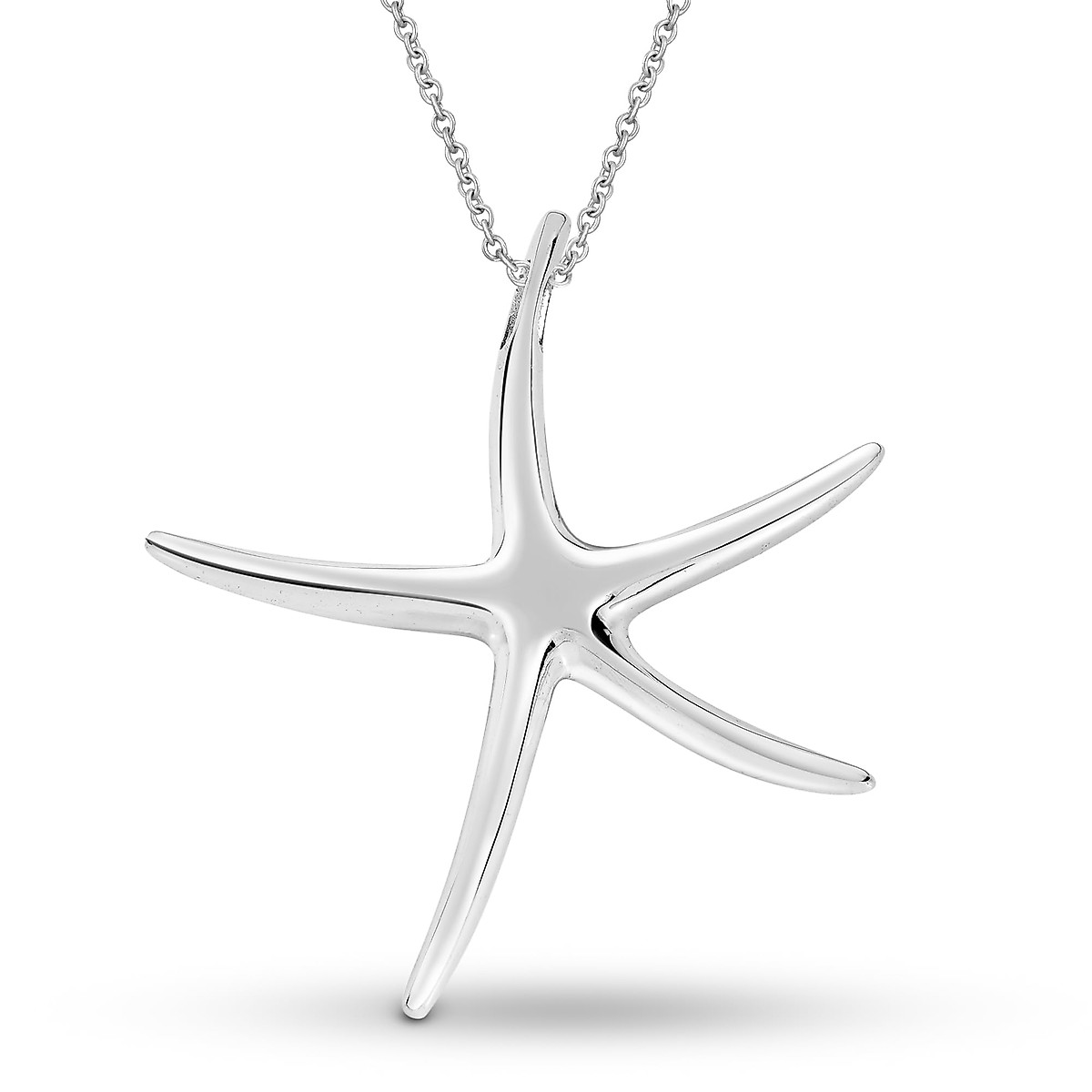 AeraVida Playful Starfish Dance .925 Sterling Silver Pendant Necklace