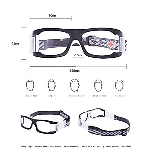 SooGree Basketball Goggles Anti Fog Protective Sports Goggles for Men (Matte black frame white pad)