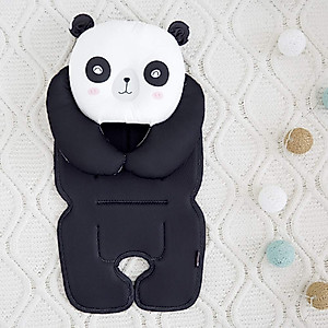 BabyMoor Baby Cooling Pad - Bear Liner Seat Pad for Car, Multifunctional Seat Stroller Insert, Breathable Pillow Head Rest, Black