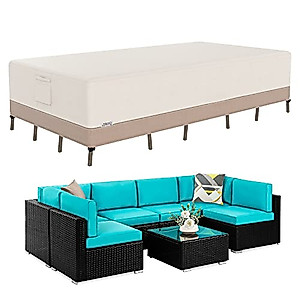 NATURAL EXPRESSIONS Patio Furniture Covers 124" x 63" x 28",Outdoor Furniture Cover Waterproof Windproof Patio Covers for Outdoor Furniture,Outdoor Sectional Set Cover for Sofa,Tables and Chairs