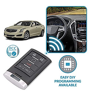 Keyless2Go Replacement for 5 Button Proximity Smart Key for Cadillac NBG009768T 22856930