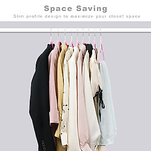 BAGAIL Velvet Hangers 50 Pack, Non Slip 360 Degree Swivel Hook Strong and Durable Clothes Hangers for Coats, Suit, Shirt Dress, Pants & Dress Clothes(Pink, 50 Pack)