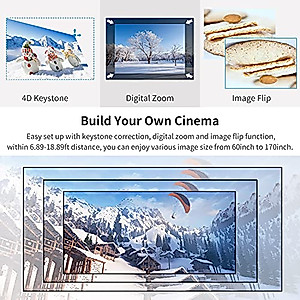Wireless LED Projector 2 HDMI USB 1080P HD Home WiFi Bluetooth Projector LED LCD 5000 Lumens Smart Movie Theater Cinema Gaming Outdoor Entertainment Beamer Proyector for Phone PC DVD Laptop