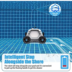 Hitwby Cordless Pool Cleaner, Automatic Robotic Pool Cleaner with 5000mAh Rechargeable Built-in Battery, Up to 90 Mins Running Cycle, Ideal for Flat Bottom Above Ground/In-Ground Swimming Pools, Blue