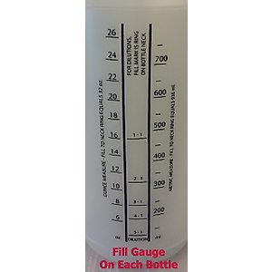 Spray Bottles with Large Top for Easy Filling, Reusable, 32oz, 3 Complete Bottles, with Scale on Side of Bottle for Easy Mixing, Part# WM83233-WM03-RED (Red & White Sprayer Top)