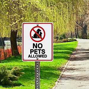 No Pets Allowed Aluminum Metal Sign | No Dogs, Cats, Animals Allowed Inside Business Sign | Large Weatherproof Wall Mount Outdoor Sign, 10 x 12 inch