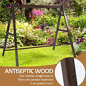 Finnhomy Outdoor 880 LBS Porch Swing Frame, Stable A-Frame Wooden Swing Stand with Extra Bottom Connection Board, Freestanding Porch Swing Frame Only, for Porch Patio Garden Backyard (Frame Only,5 FT)