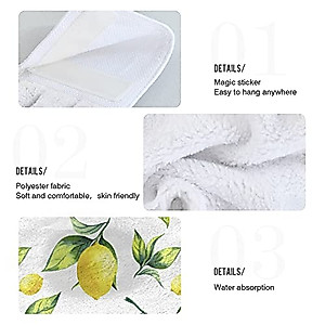 KOCOART Lemon Yellow Kitchen Towels Bathroom Hand Towel Hanging Tie Towel with Loop 2PCS Soft Absorbent Dish Cloth Fingertip Towel for Oven Stove Handle Tabletop