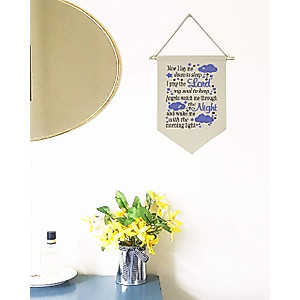 Now I Lay Me Down to Sleep,I Pray The Lord My Soul to Keep - Canvas Hanging Flag Banner Wall Sign Decor Gift for Boys Kids Nursery Teen Room Front Door