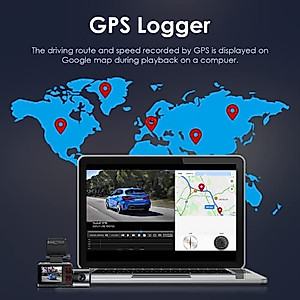 3 Channel 4K Dash Cam with SD Card, Built in GPS, 4K+2K Front and Rear, 1440P+1080P+1440P Three Way Triple Car Camera, Dash Camera for Cars, Night Vision, Parking Mode