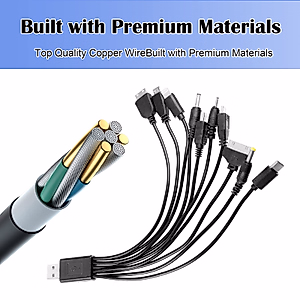 Multi-Charger 10 in 1 Universal USB Charging Cable 10 in 1 Universal USB Cable Multi Charger Cable Adapter Multifunction Charging Sync Cord Universal Camera Cables for PSP/Nokia/HTC/LG/Samsung