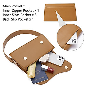 Telena Shoulder Bag for Women, Vegan Leather Women's Shoulder Purses Handbags with 2 Removable Strap Crossbody Bag Purses Brown