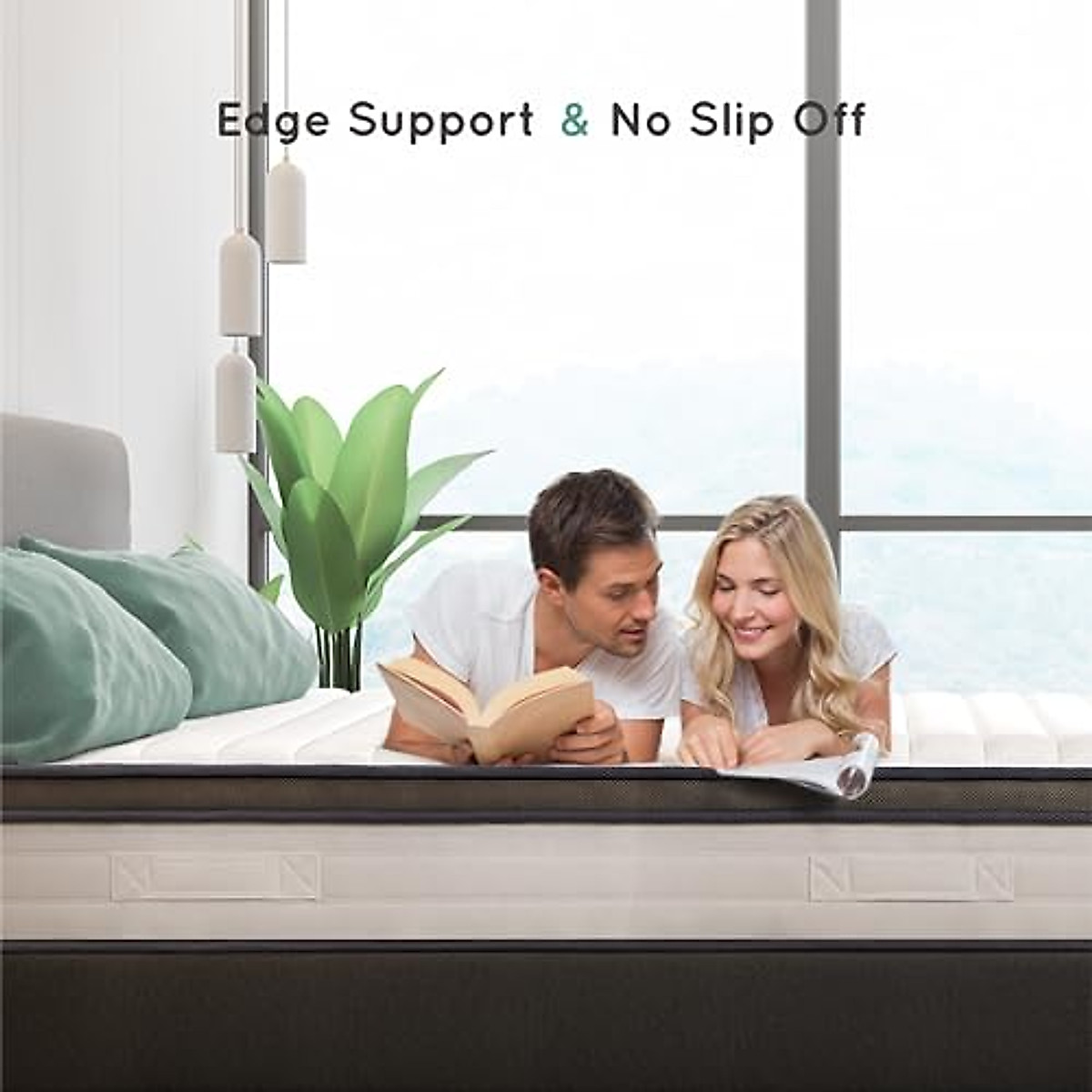 Z-hom King Mattress Bed, 10 Inch Cooling Memory Foam Spring Mattress in a Box, Hybrid Innerspring Euro Top Mattress with Individual Pocket Coils for Silent Sleep, Mid Soft Mattress King Size, White