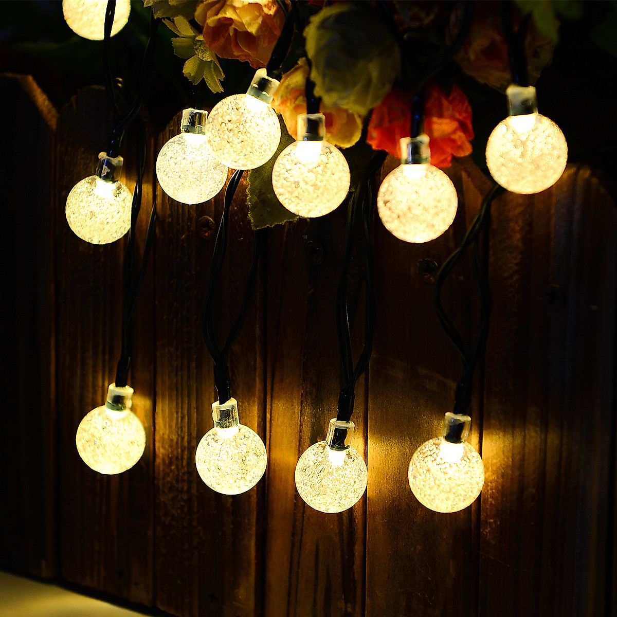 BAOANT Solar String Lights Fairy Lights 20Ft 30 LED Crystal Ball String Lights Starry Lights Globe String Lights for Garden Home Patio Indoor Outdoor(Warm-White)