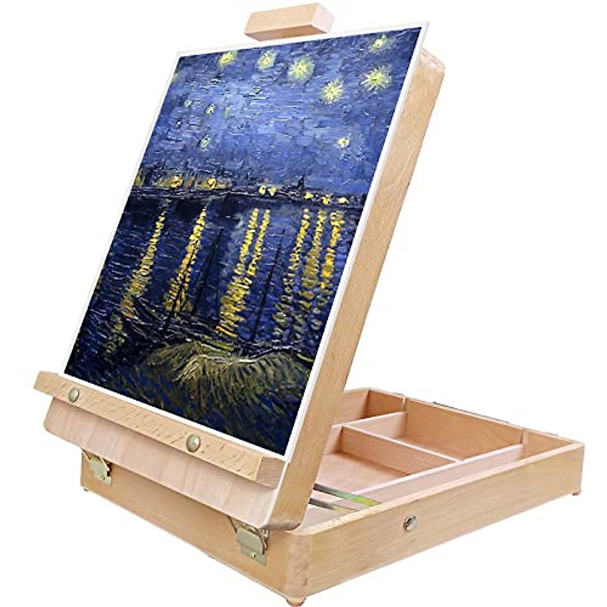 Louise Maelys Tabletop Easel Beechwood Art Easel for Painting Canvases Table Easel Stand for Painters Painting by Numbers, Students Beginners Artist Adults