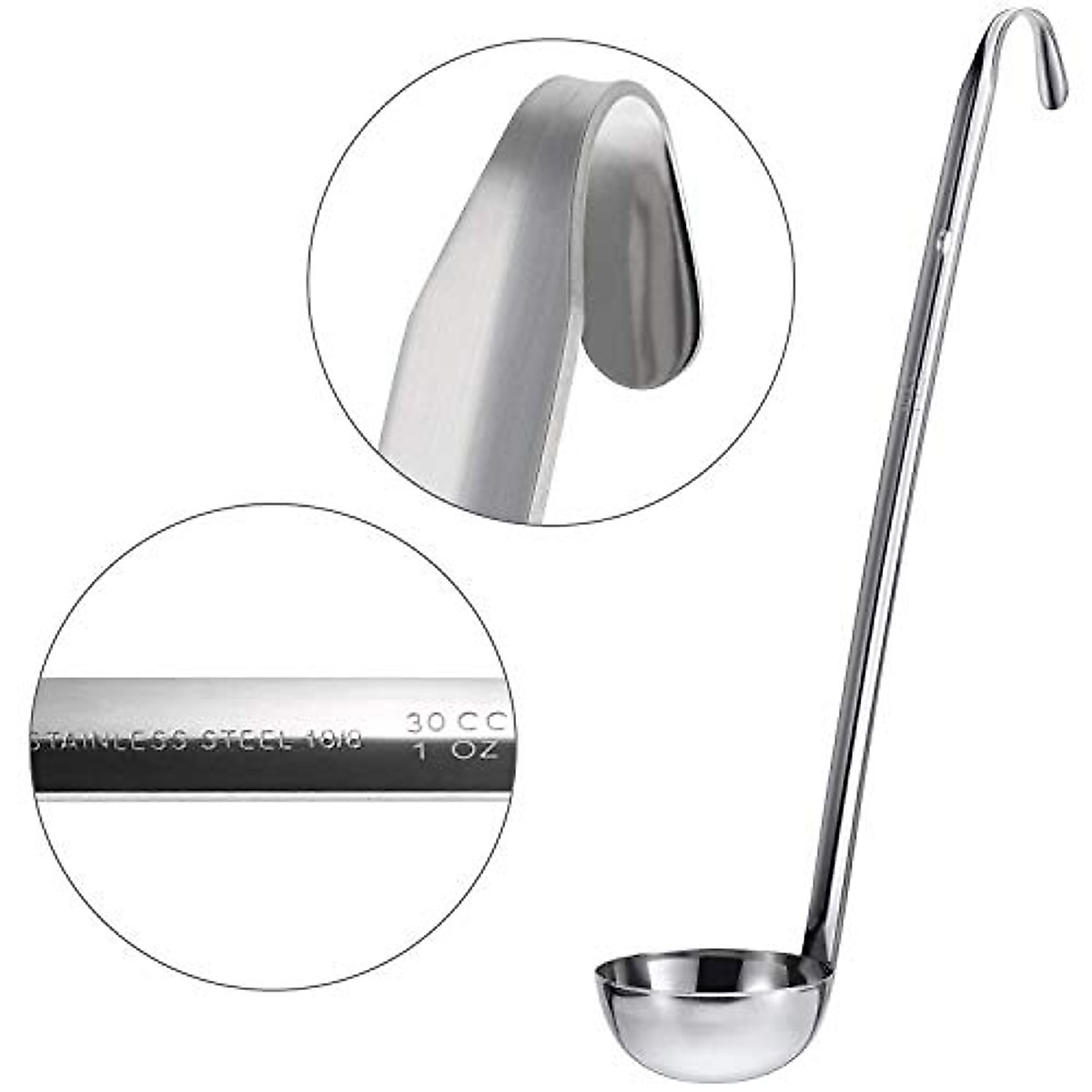 meekoo 3 Pieces Stainless Steel Ladle Soup Handle Ladle with Pouring Rim for Kitchen Cooking Soup Sauce (1 oz)