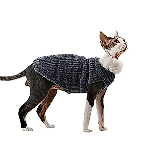 Toysructin Hairless Cat Turtleneck Sweater for Small Medium Cats Dogs, Winter Warm Cat Pullover Shirt Coat Soft Skin-Friendly Vest Sweaters, Pet Kitten Clothes Jumpsuit Shirts for Sphynx, Cornish Rex