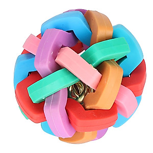 GLOGLOW Rubber Ball Toys, Colorful Soft TPR Ball Chewing Interactive Toy with Inside Bell for Dogs Mini Pigs(S)