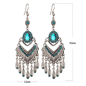 Women Dangle Earrings, 1 Pair Hook Earrings Vintage Ethnic Style Elegant Hollow Delicate Drop Earrings for Travelling Drop Earrings Women Beauty (Colour Name : Green) (Red b)