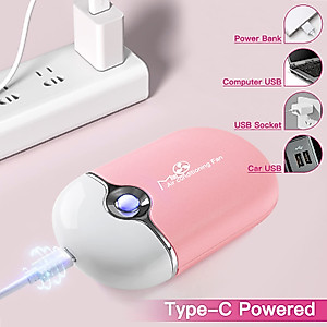 mlogiroa Lash Fan Mini Portable Eyelash Fan Handheld Lash Fan Dryer for Eyelash Extensions Rechargeable USB C Eyelash Dryer Air Cooling Blower Fan with Built in Sponge Lash Extension Application