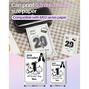 Phomemo M03 Mini Printer, Bluetooth Thermal Printer Mobile Portable Printer for Smartphones, Compatible with 53mm/80mm Thermal Paper, Great for memo,Photo & Notes, Purple
