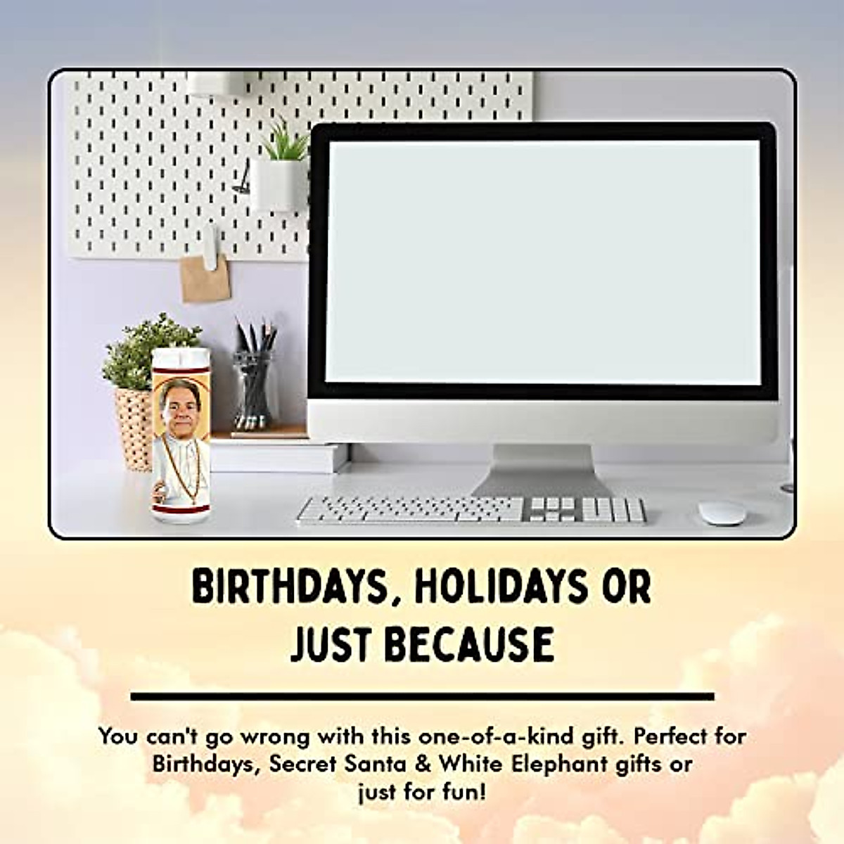 Saban Celebrity Prayer Candle - Funny Saint Candle - 8 inch Glass Prayer Votive - 100% Handmade in USA - Novelty Celebrity Gift