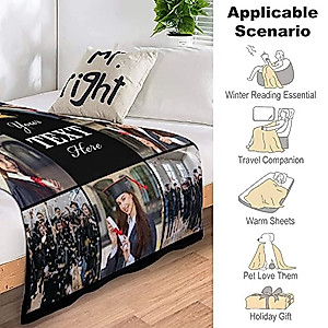 Artsadd Custom Graduation Blankets with Photos Text Personalized Class of 2023 Graduation Gifts Customized Flannel Throw Blanket Senior High School/College/Masters Graduate Gifts for Him Her 60"x80"