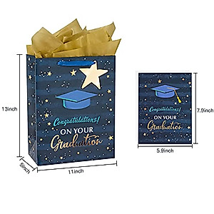 MAYPLUSS 13" Large Gift Bag with Greeting Card and Tissue Paper for Graduation