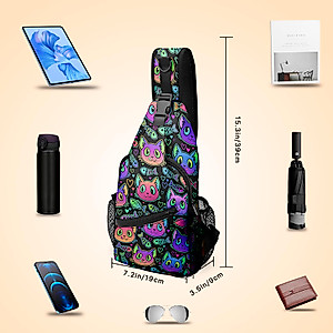 Cat Sling Bag Travel Crossbody Backpack Shoulder Pack Chest Hiking Daypack for Women Men with Strap Adjustable Lightweight Outdoor Walking Running Climbing