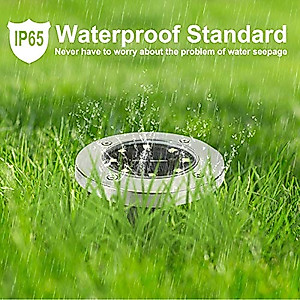 Solar Ground Lights, Upgraded Outdoor Garden Waterproof Bright in-Ground Lights for Lawn Pathway Yard Driveway, producing More Light with 8 Led Warm White Lights