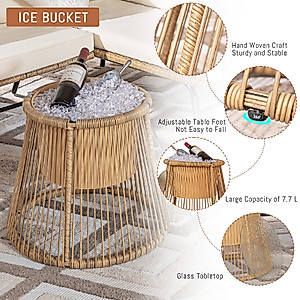 RADIATA Boho Patio Furniture Sets Outdoor Conversation Wicker Bistro Sectional Sofa and Chair Sets for Backyard, Porch, Deck, Garden (7pcs)