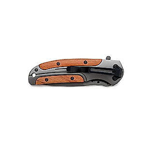 BGT Folding Pocket Camping Knife 3.5 Inches Stainless Steel Blade with Titanium Coating, Wood Handle, For Outdoor, Tactical, Survival, Hiking, Fishing and EDC