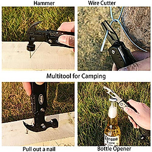 Camping Hammer Multitool Stocking Stuffers for Men Dad, 14 in 1 Mini Hammer Camping Gear Survival Tool for Men, DIY Handyman(hammer)