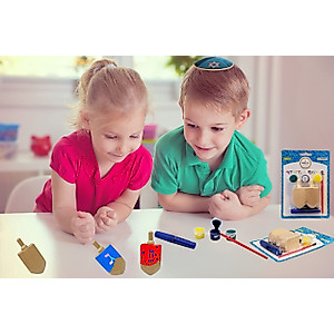 Craft-A-Dreidel, Create Your Own Custom Dreidel, Kit Includes 2 Wooden Dreidels, 3 Colors, 1 Brush, 1 Glitter, Fun and Educational (2 Dreidels)