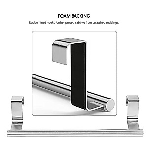 Kitchen Towel Holder - Strong Steel Kitchen Over Cabinet Towel Bar Holder - Holds Hand or Dish Towels - 2 Pack