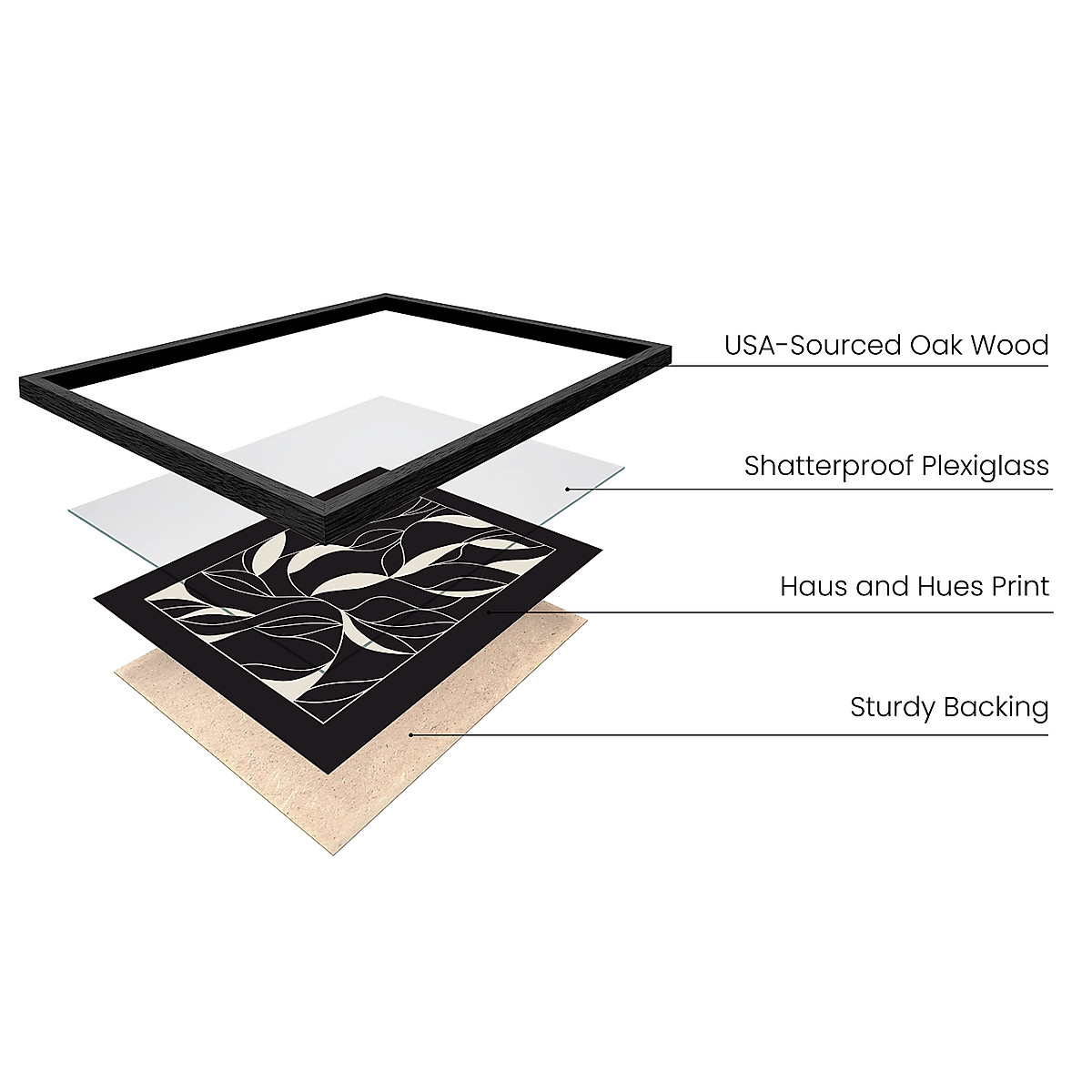 HAUS AND HUES Abstract Art Wall Decor - Set of 6 Modern Art Gallery Wall Decor, Abstract Minimalist Wall Art, Mid-Century Modern Wall Decor, Modern Art Wall Decor, Neutral Art (Black Frame, 16x20)