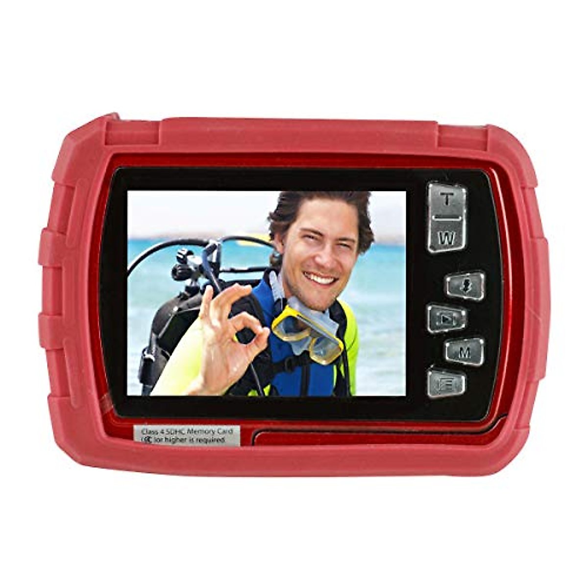 Polaroid IS048 Waterproof Instant Sharing 16 MP Digital Portable Handheld Action Camera, Red
